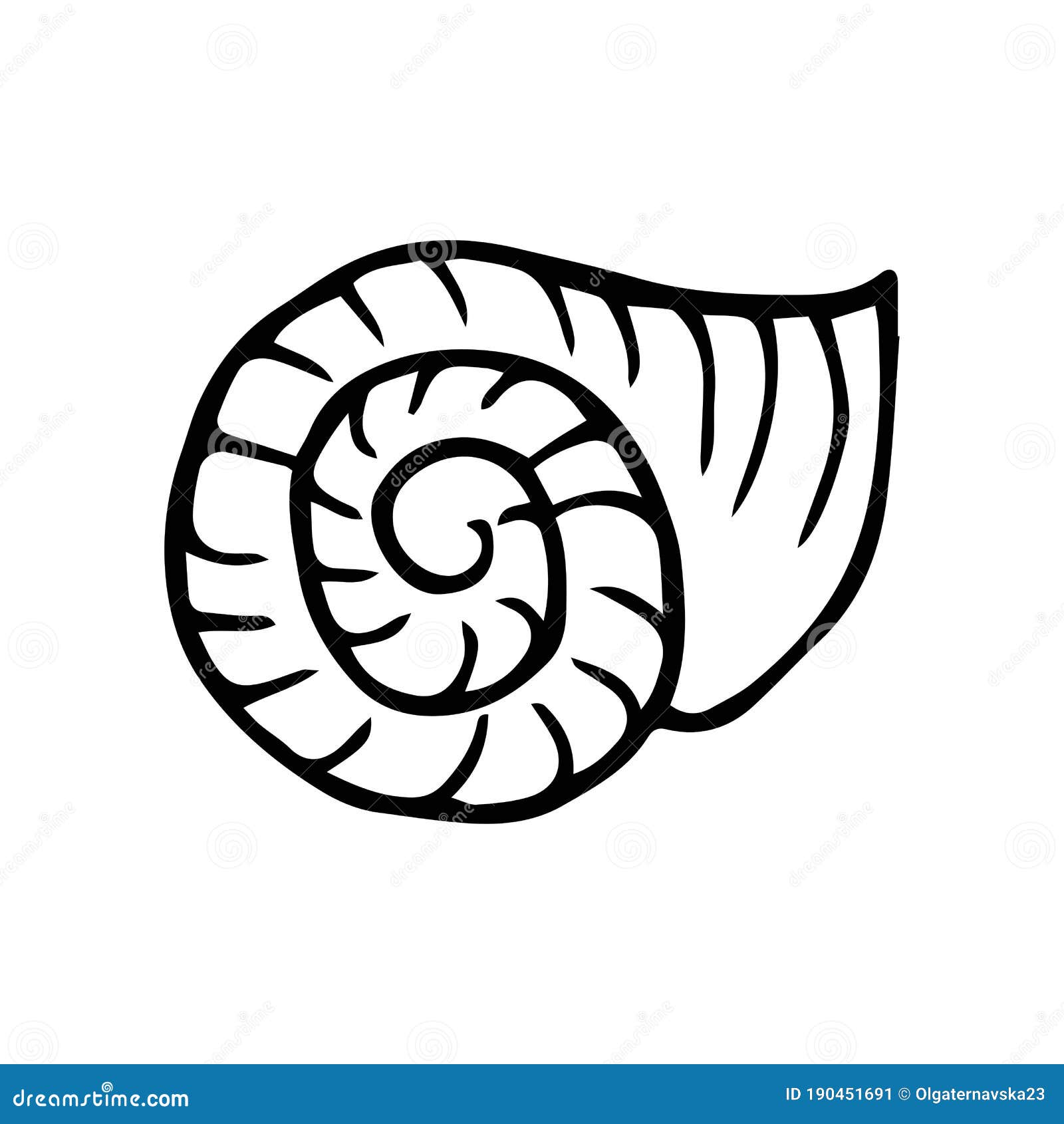 Round Sea Shell Drawn by Hand in Doodle Style. Shell Line Icon on a ...