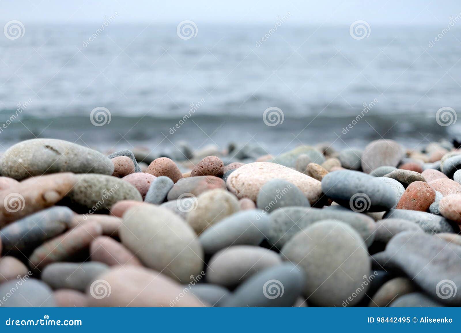 Round Sea Stones in Front of Water Stock Image - Image of health ...