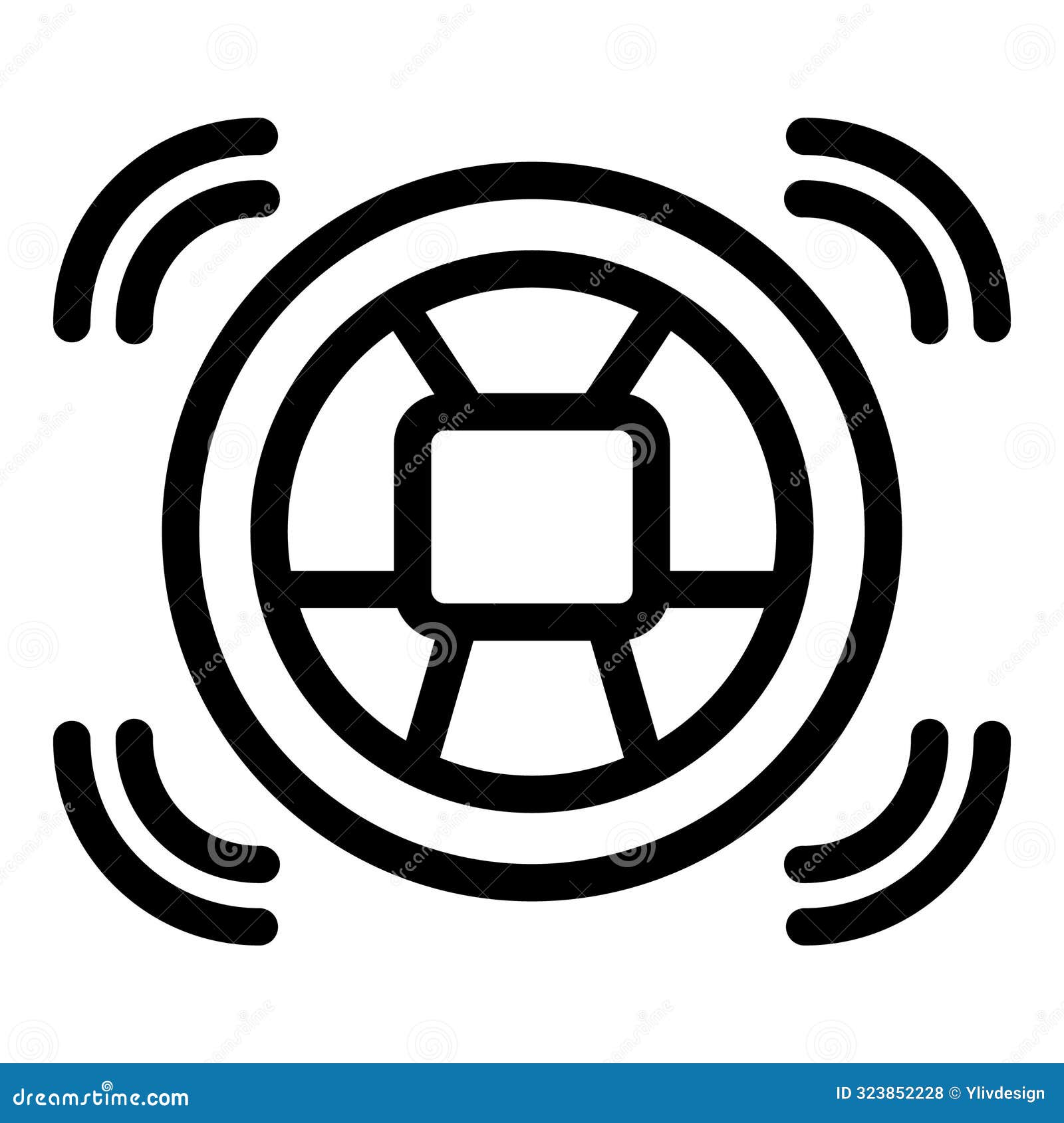 Round Sensor Icon Showing Wifi Signal For People Presence Detection ...