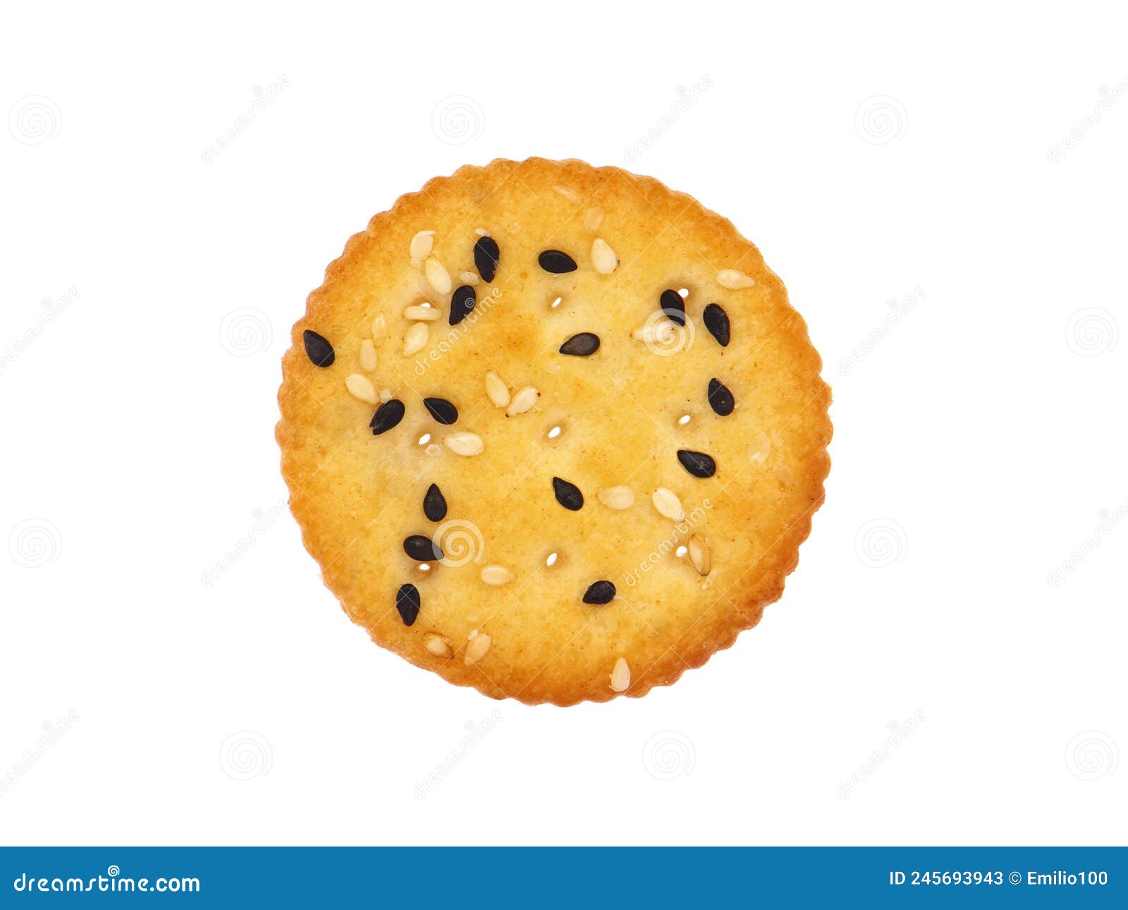 Round Sesame Crackers Isolated on White Stock Image - Image of black ...