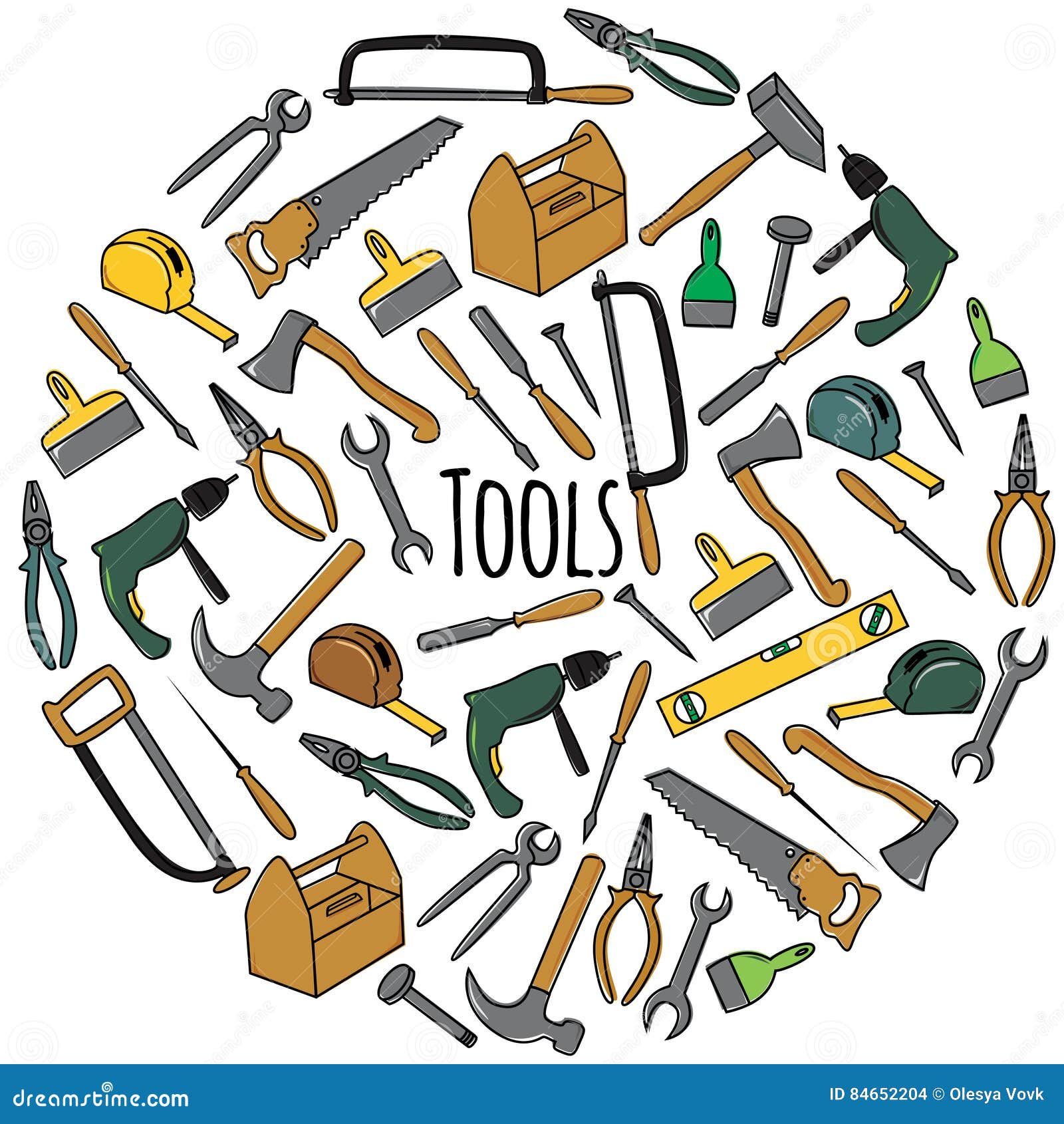 Round set with tools stock illustration. Illustration of industry ...