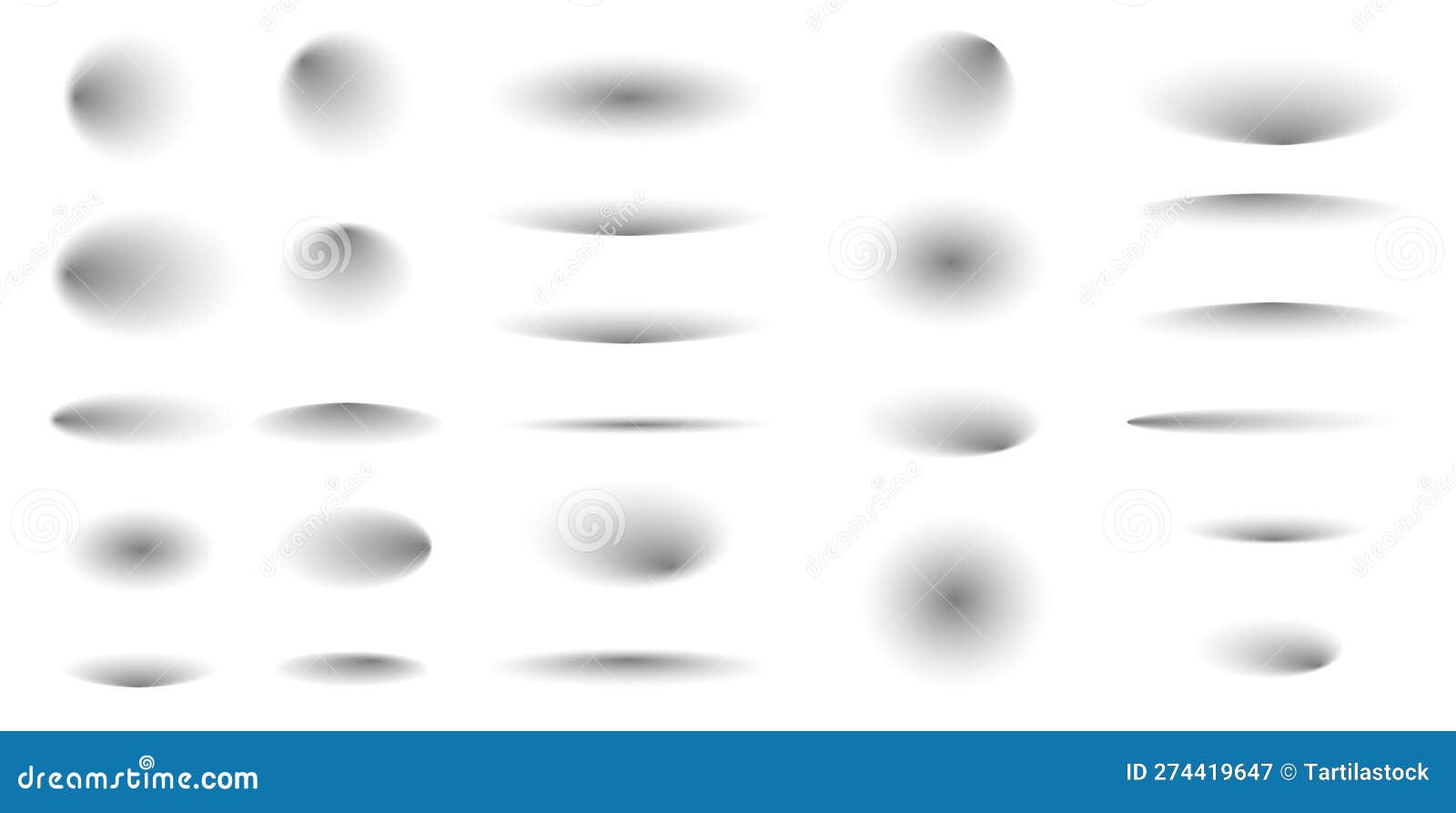 Round Shadows. Soft Gradient Lauouts, Modern Blurred Oval Frames ...