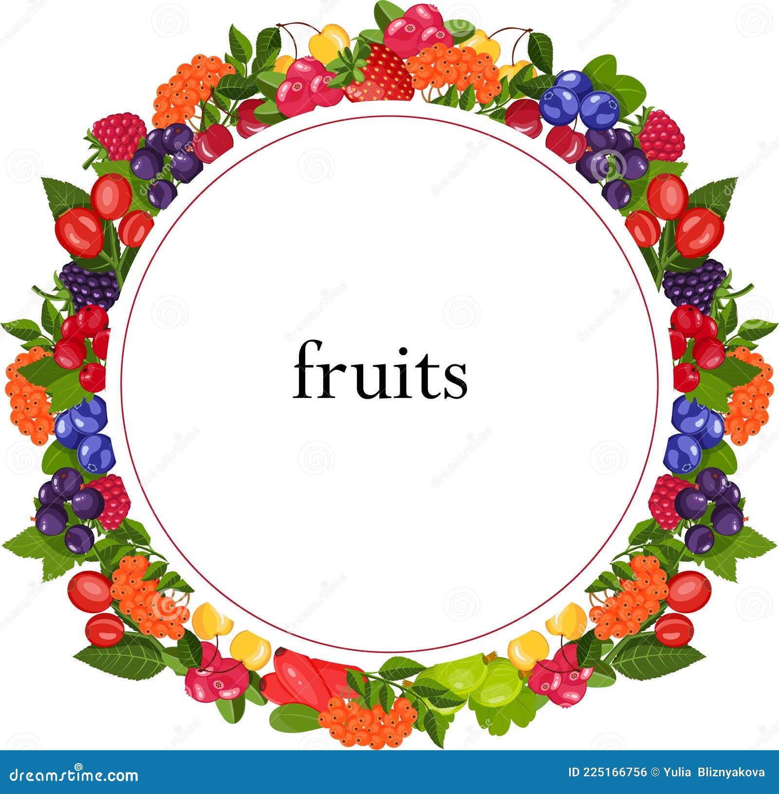 Round Shape Berry Fruit Flyer with White Background. Stock Vector ...
