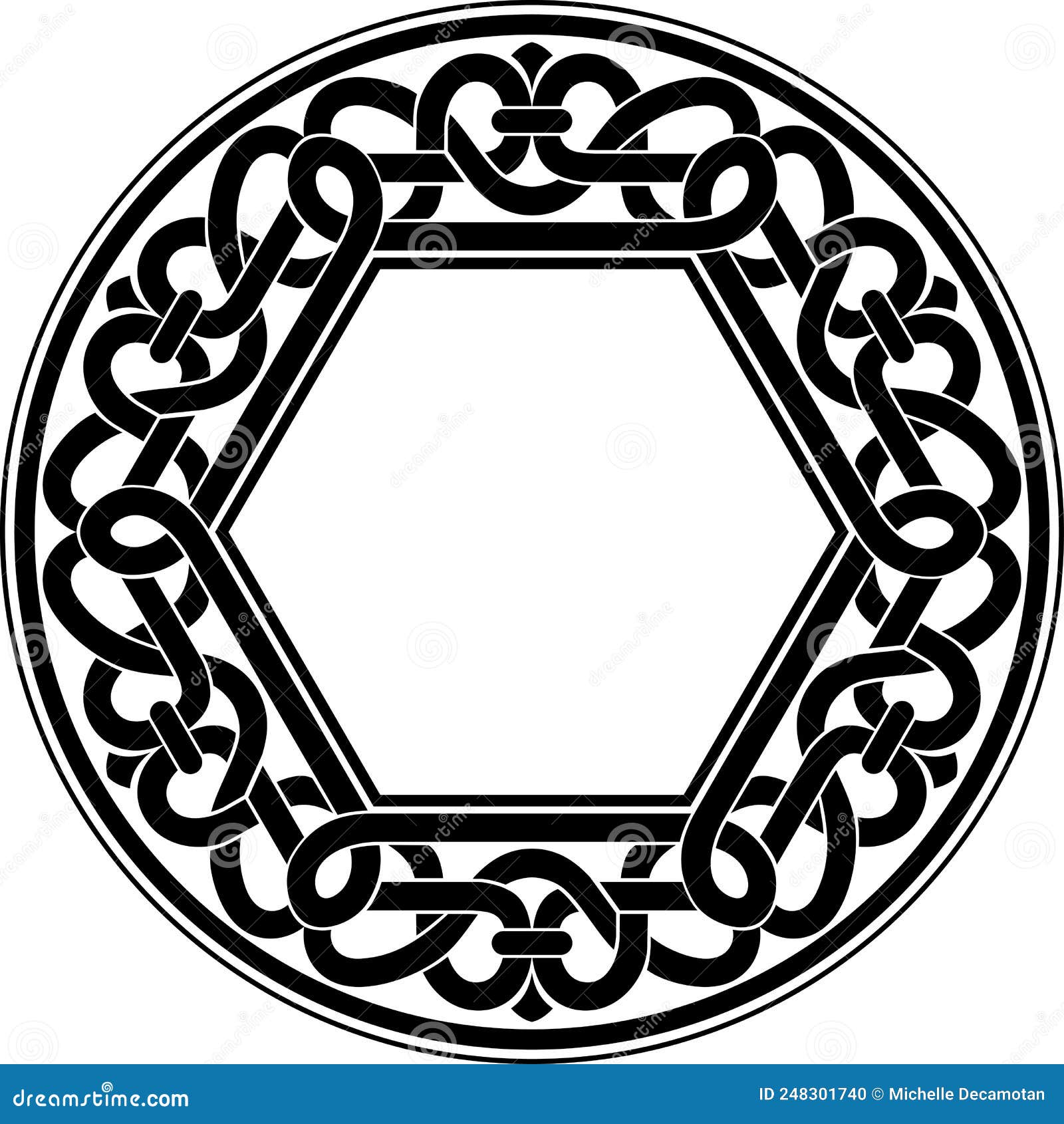 Celtic Hexagonal Shape Frame Cut Out Ornament Stock Vector ...
