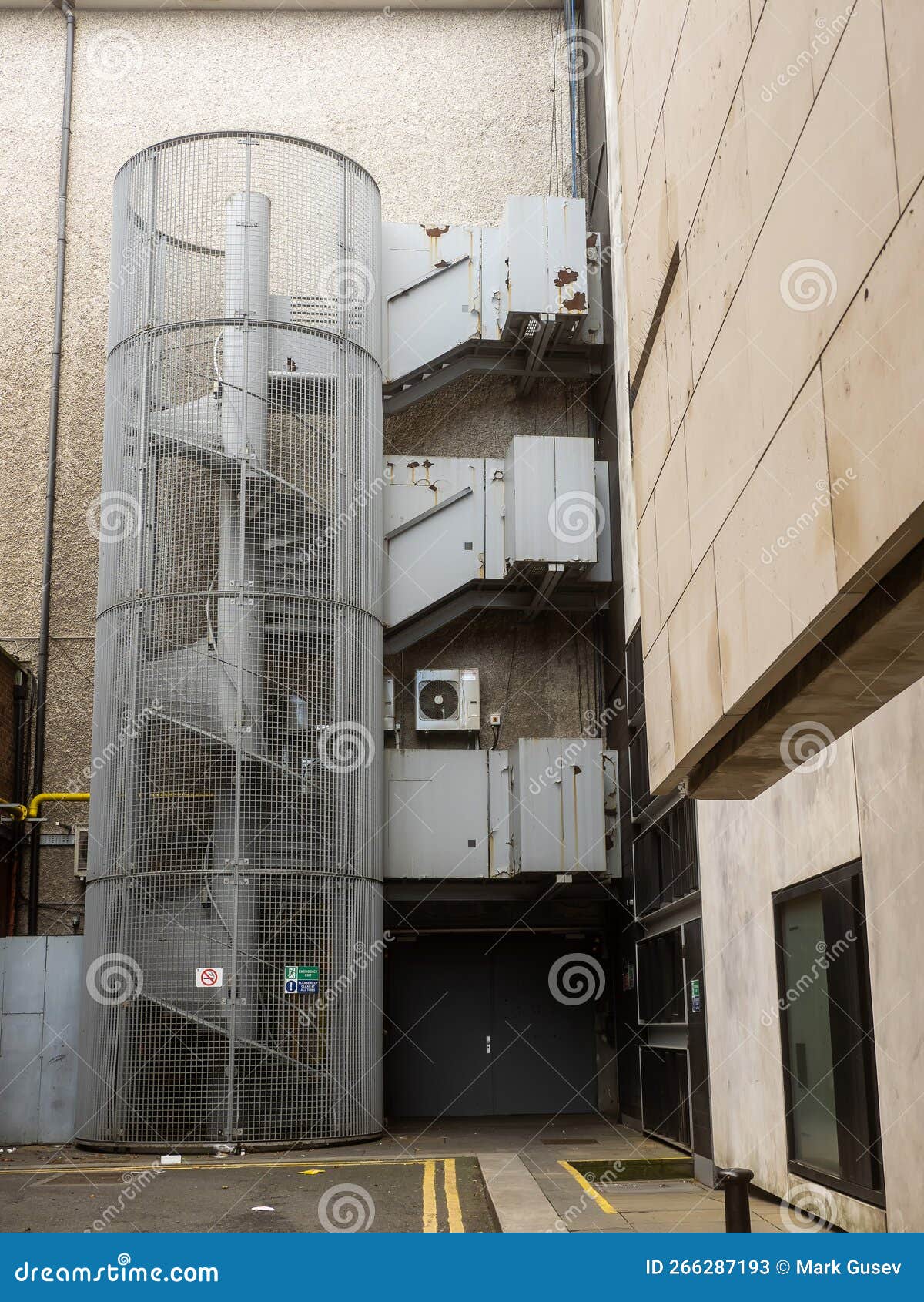 Round Shape Fire Escape Staircase of a Building in Metal Security ...