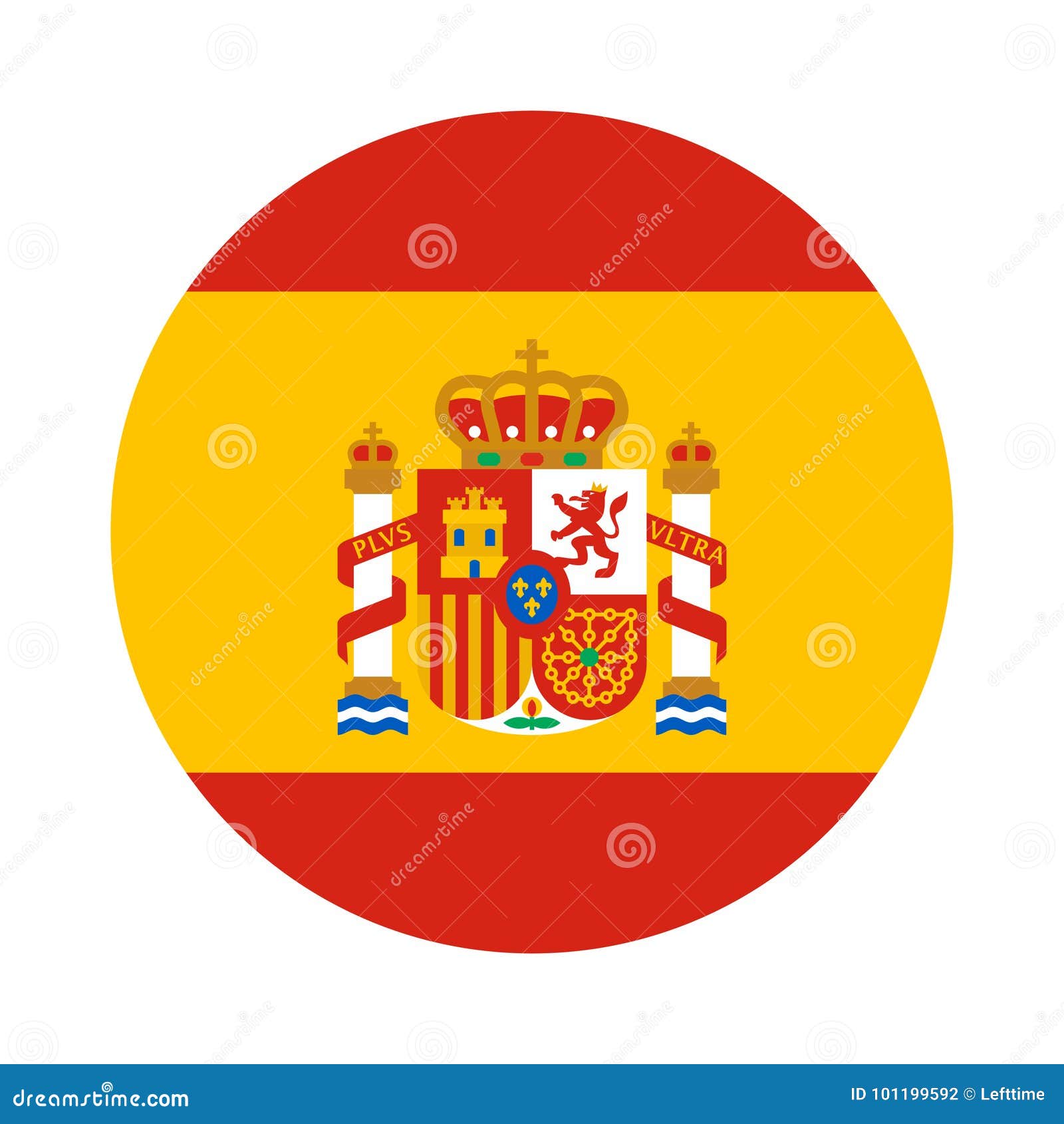 Round shape flag of Spain stock vector. Illustration of banner - 101199592