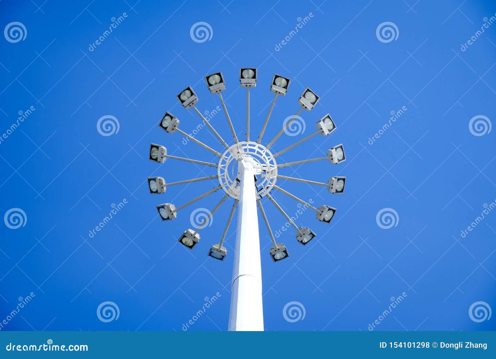 Round Shape High Lamp Post Light in Blue Sky Stock Photo - Image of ...