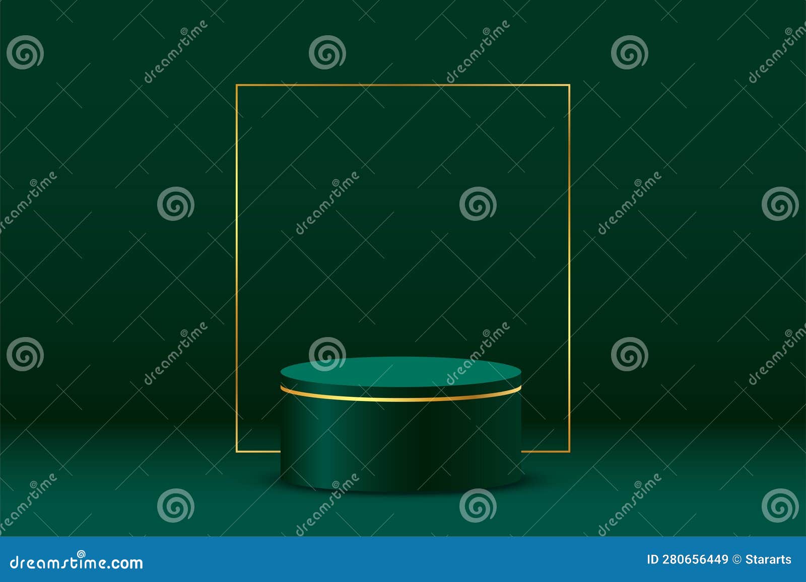 Round Shape Podium Platform Backdrop with Golden Frame Stock Vector ...