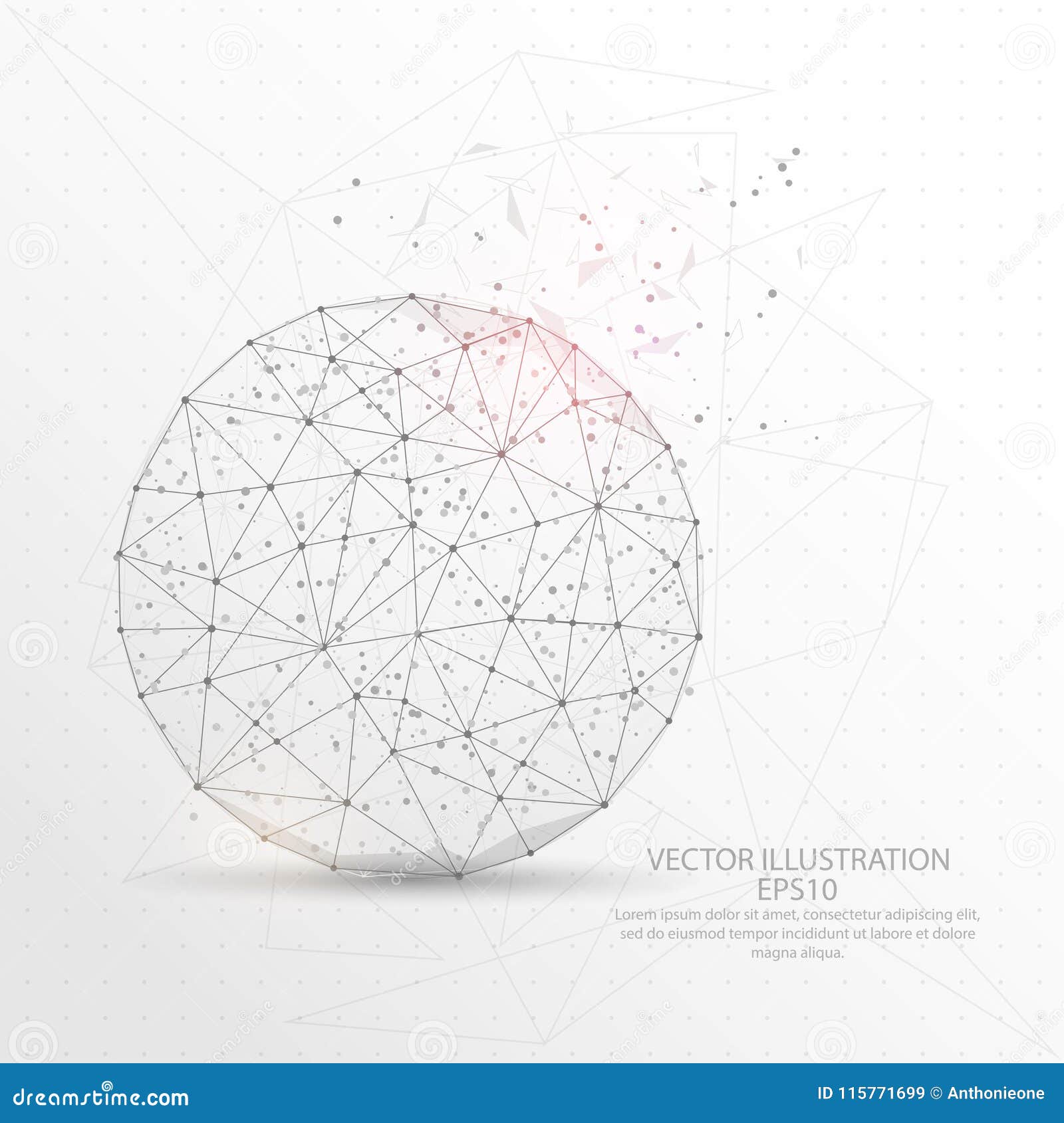 Round Globe Ball Shape Digitally Drawn Low Poly Wire Frame. Stock ...