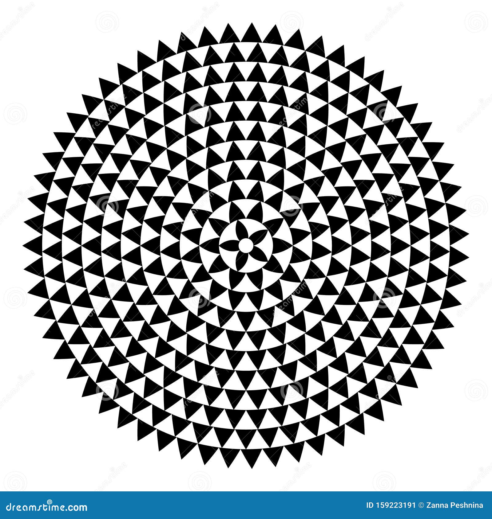 Round Shape with Triangles Elements. Vector Meander Template Texture ...