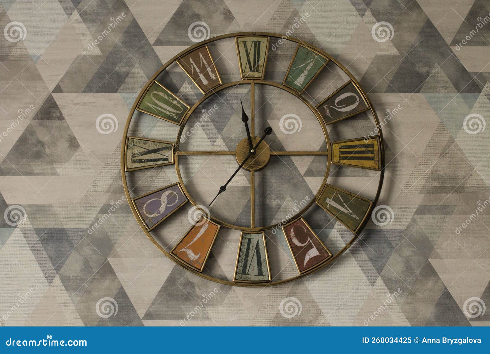 Round-shaped Clock with an Unusual Design Stock Image - Image of geometric, furniture: 260034425