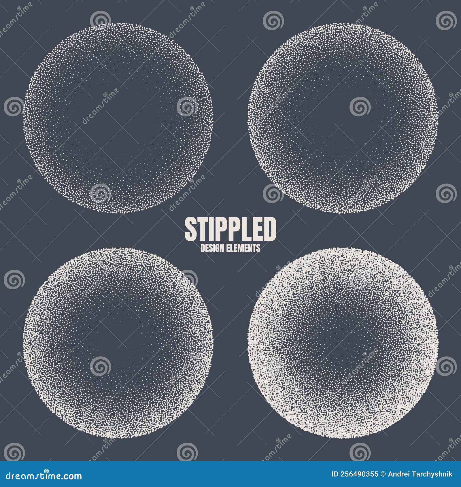 Round Shaped Dotted Objects, Stipple Elements. Fading Gradient ...