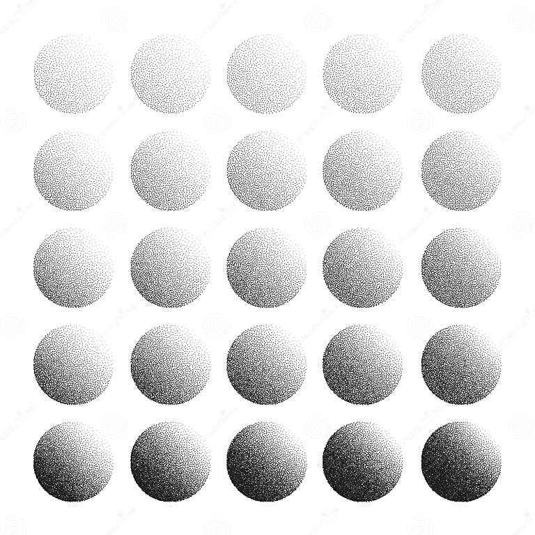 Round Shaped Dotted Objects, Stipple Elements. Fading Gradient ...
