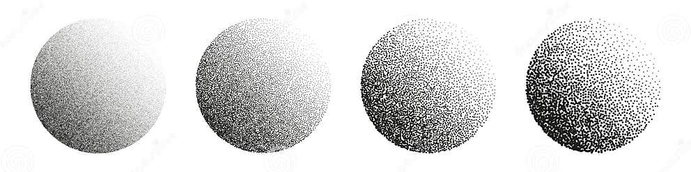 Round Shaped Dotted Objects, Stipple Elements. Fading Gradient ...