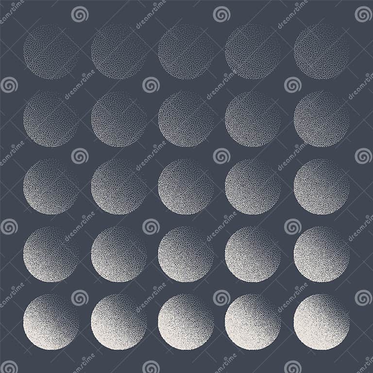 Round Shaped Dotted Objects, Stipple Elements. Fading Gradient ...