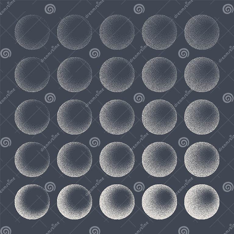 Round Shaped Dotted Objects, Stipple Elements. Fading Gradient ...