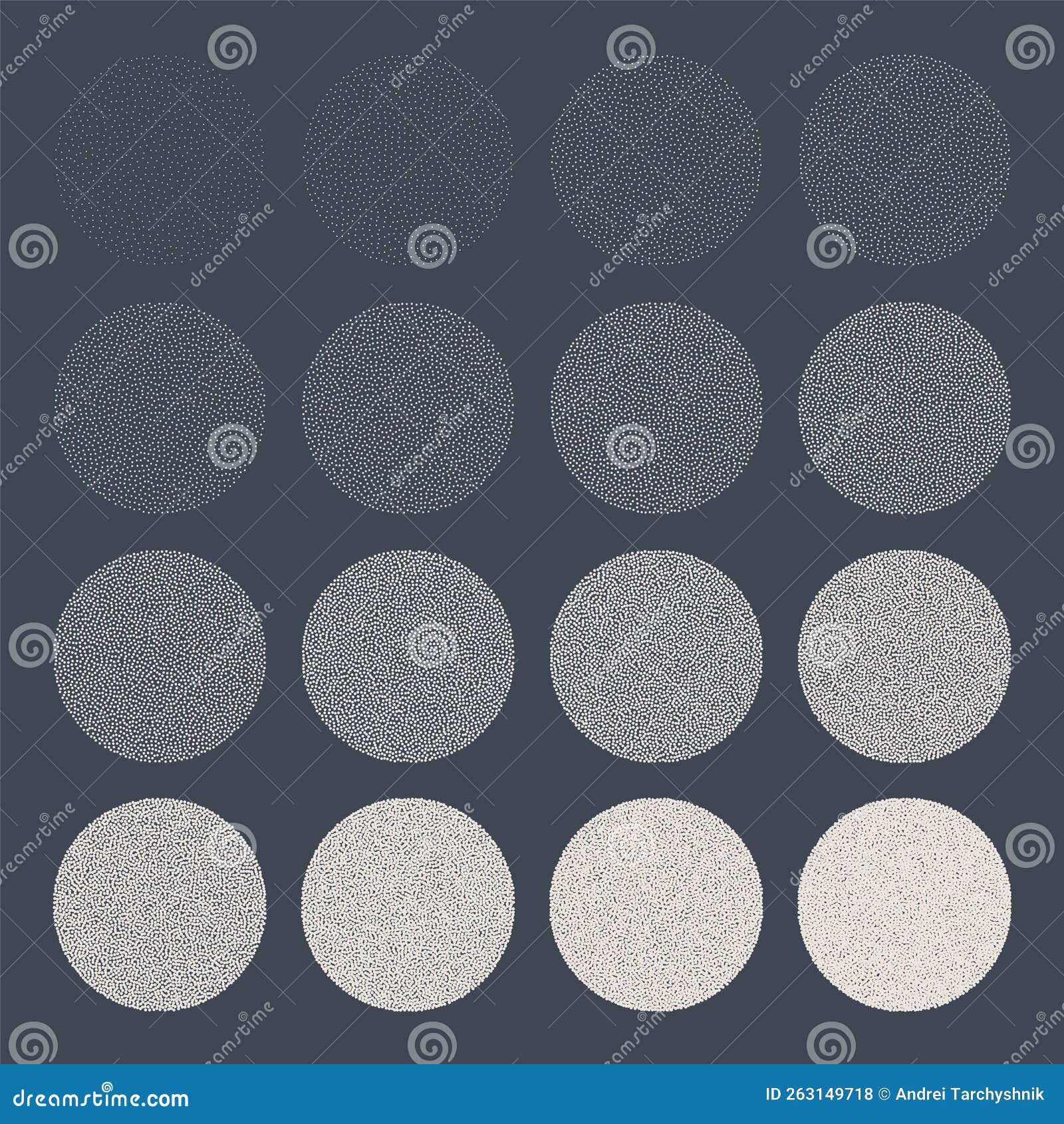 Round Shaped Dotted Objects, Stipple Elements. Fading Gradient ...