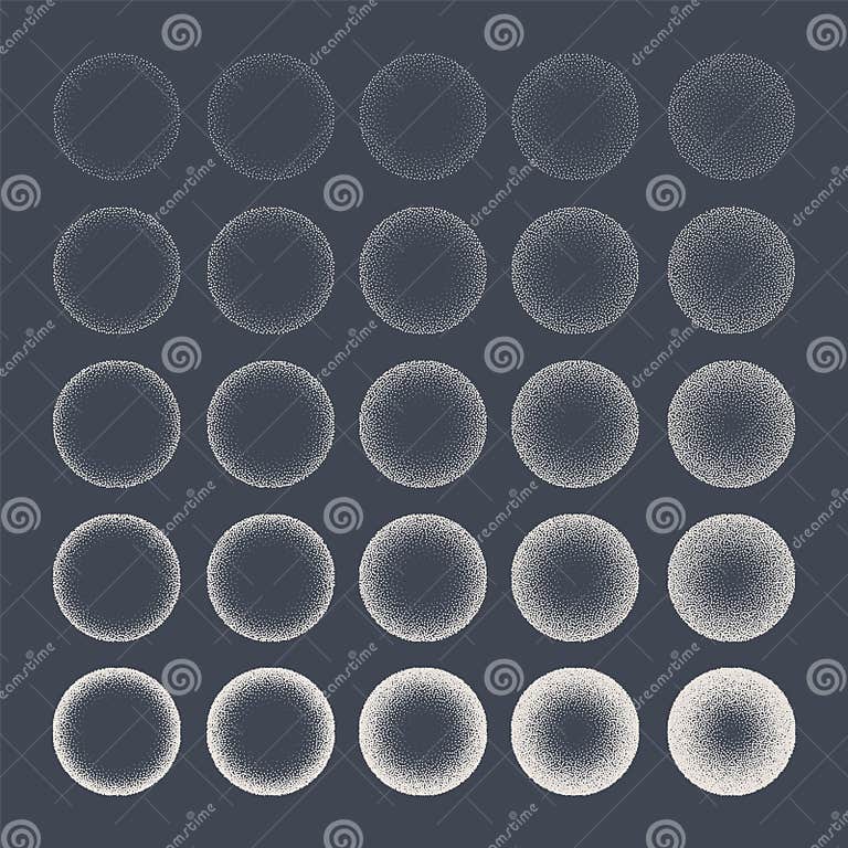 Round Shaped Dotted Objects, Stipple Elements. Fading Gradient ...