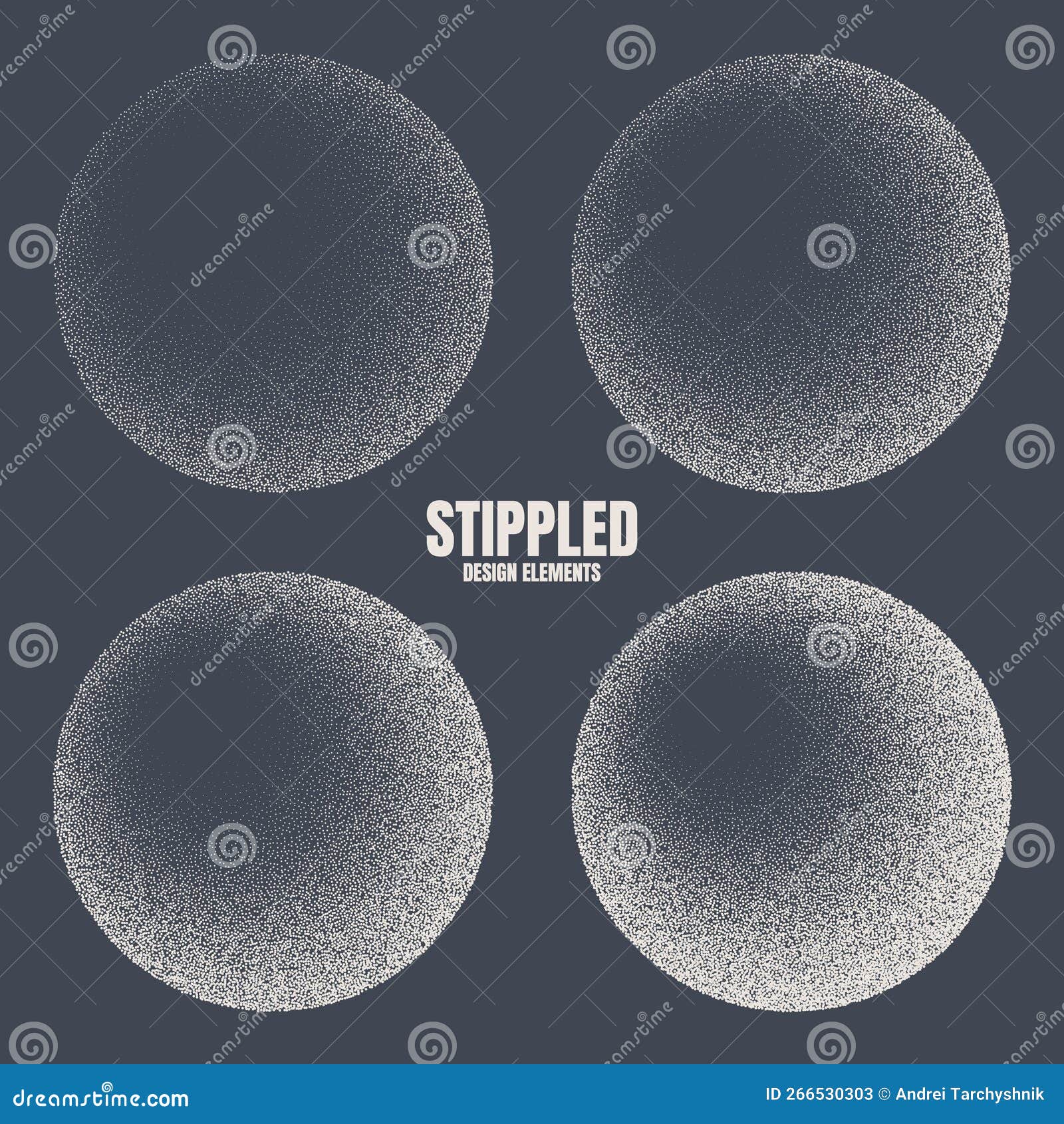 Round Shaped Dotted Objects, Stipple Elements. Fading Gradient ...