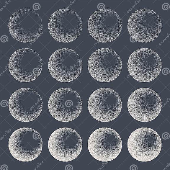 Round Shaped Dotted Objects, Stipple Elements. Fading Gradient ...