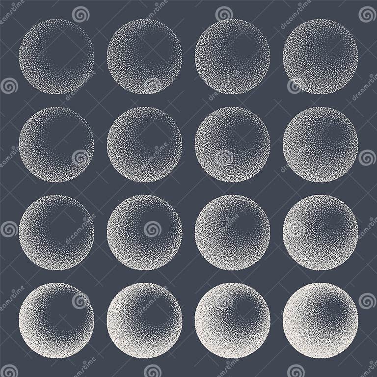 Round Shaped Dotted Objects, Stipple Elements. Fading Gradient ...