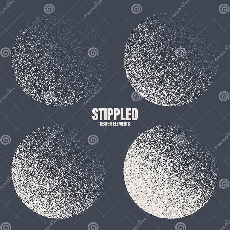 Round Shaped Dotted Objects, Stipple Elements. Fading Gradient ...