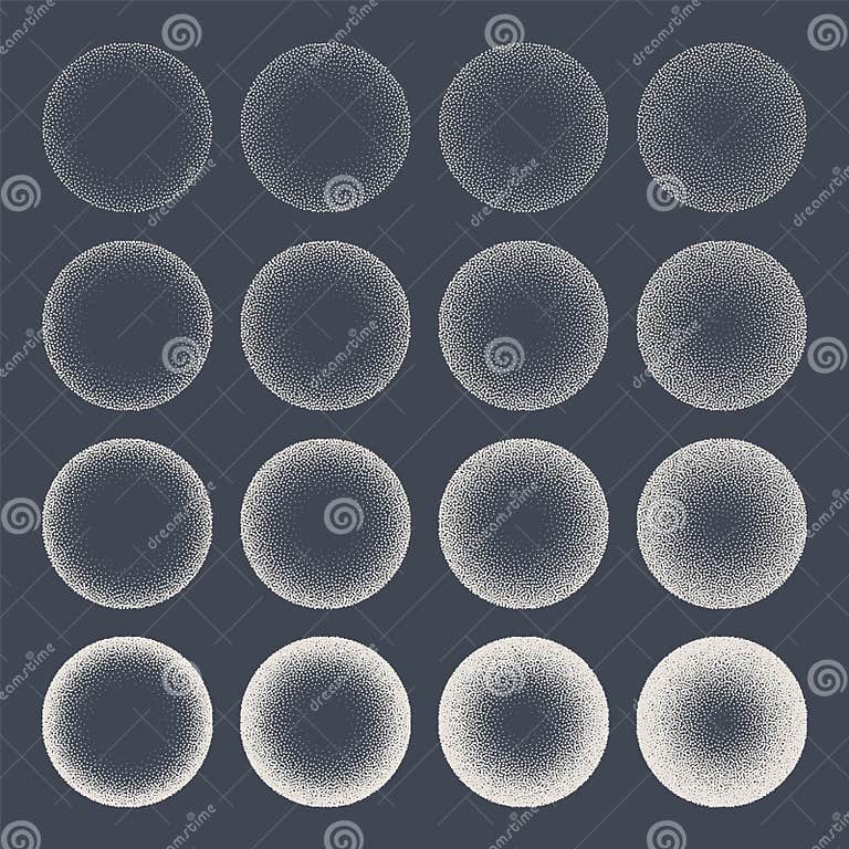 Round Shaped Dotted Objects, Stipple Elements. Fading Gradient ...