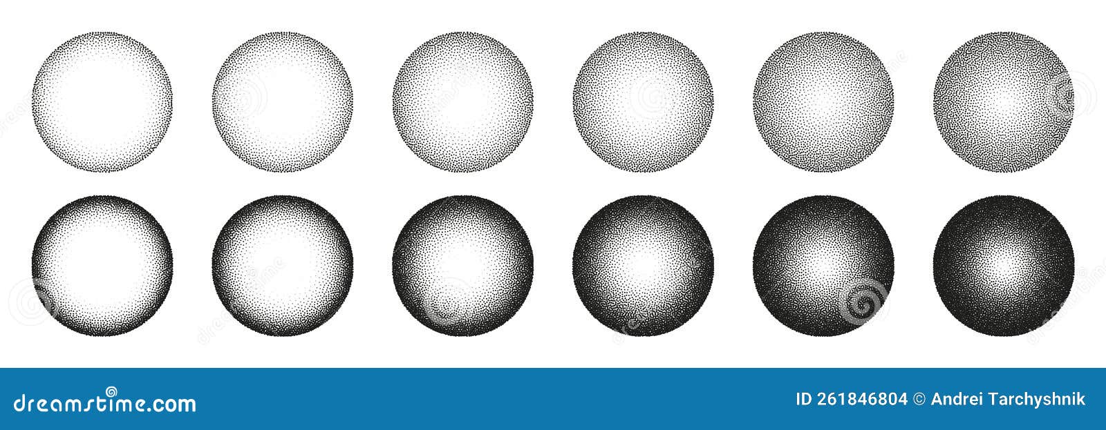 Round Shaped Dotted Objects, Stipple Elements. Fading Gradient ...