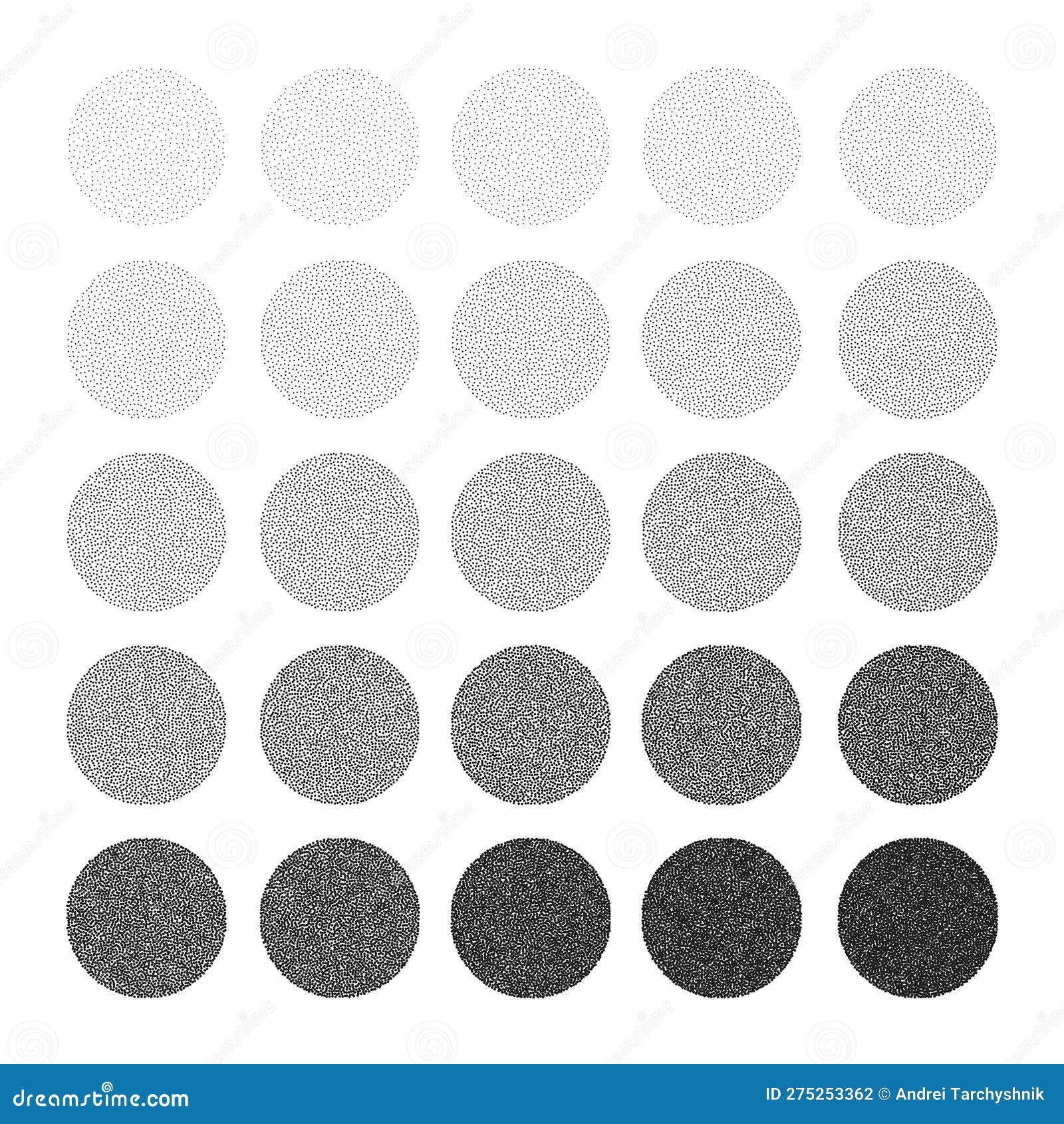 Round Shaped Dotted Objects, Stipple Elements. Fading Gradient ...