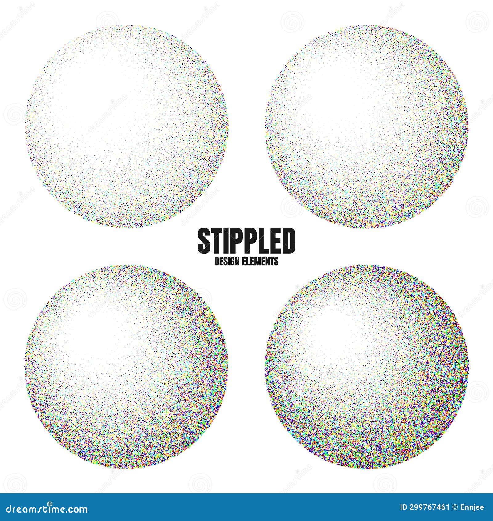 Round Shaped Dotted Objects, Vintage Stipple Elements. Fading Gradient ...