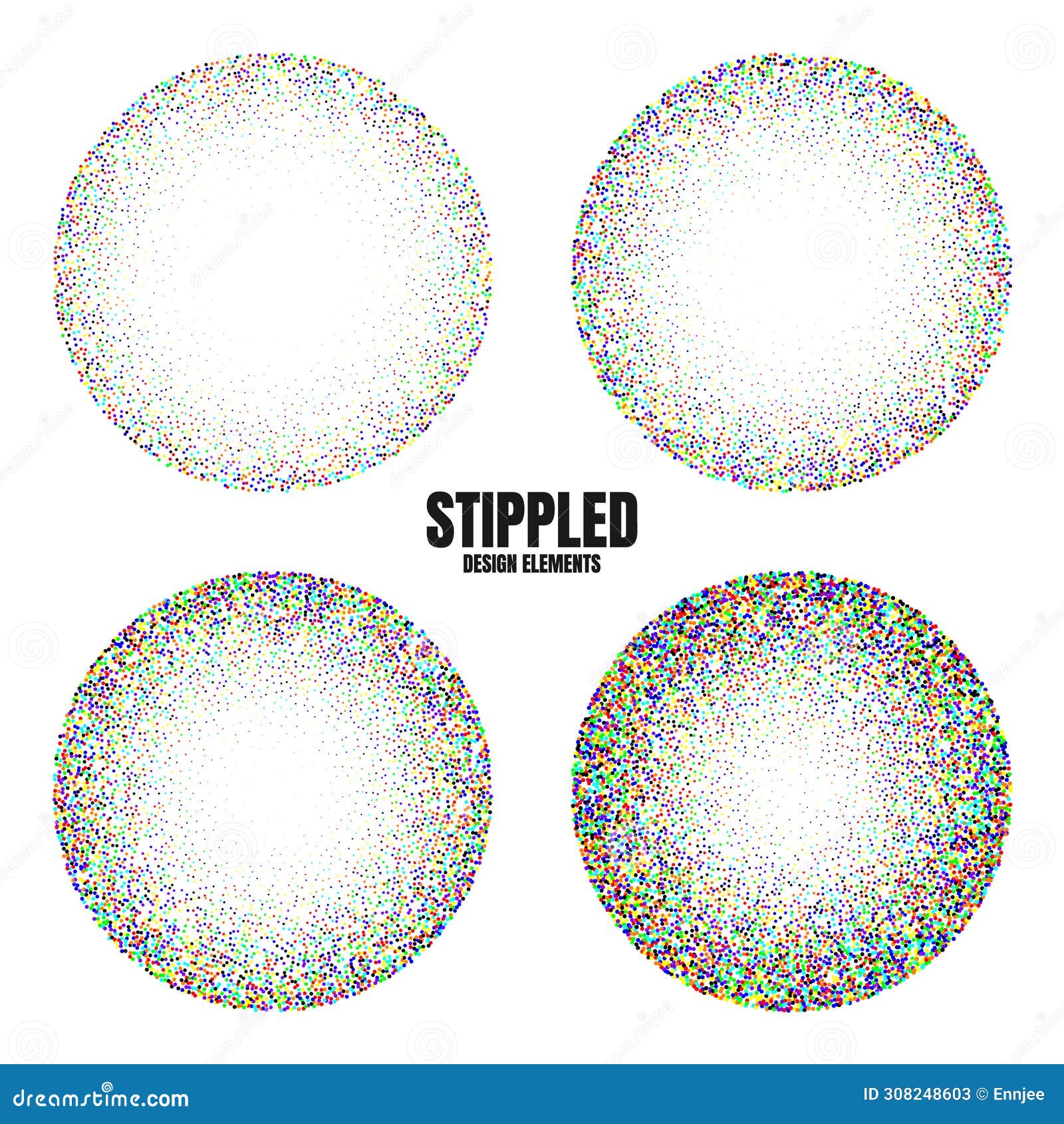 Round Shaped Dotted Objects, Vintage Stipple Elements. Fading Gradient ...
