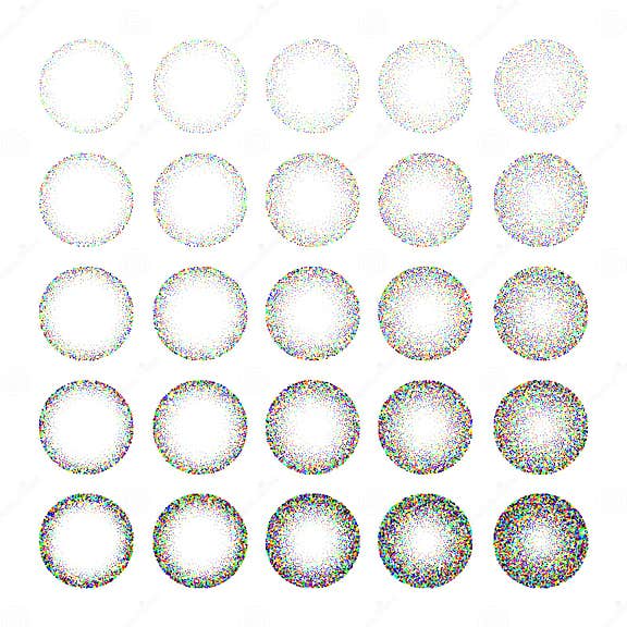 Round Shaped Dotted Objects, Vintage Stipple Elements. Fading Gradient ...