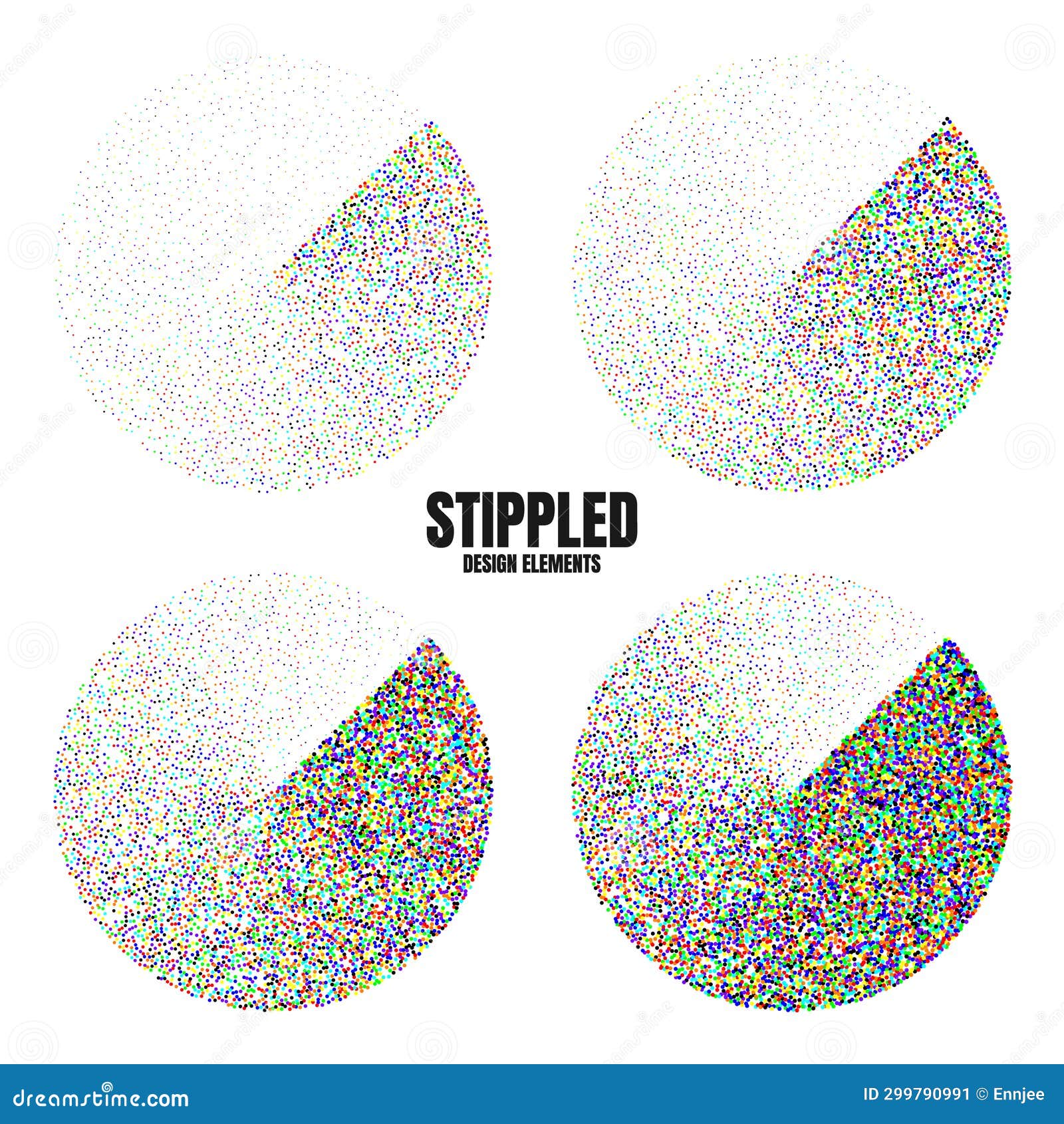 Round Shaped Dotted Objects, Vintage Stipple Elements. Fading Gradient ...