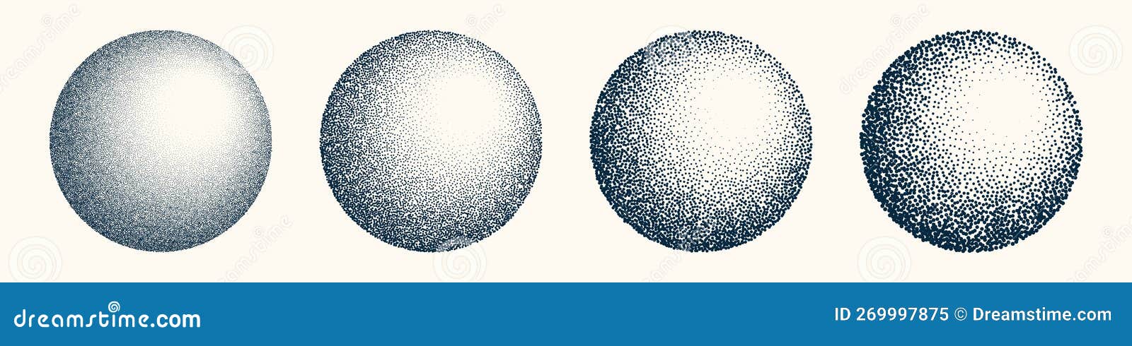Round Shaped Dotted Objects, Vintage Stipple Elements. Fading Gradient ...
