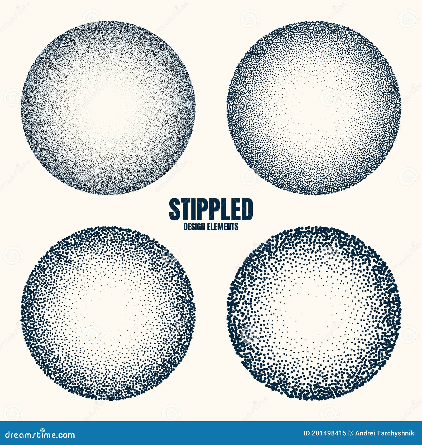 Round Shaped Dotted Objects, Vintage Stipple Elements. Fading Gradient ...