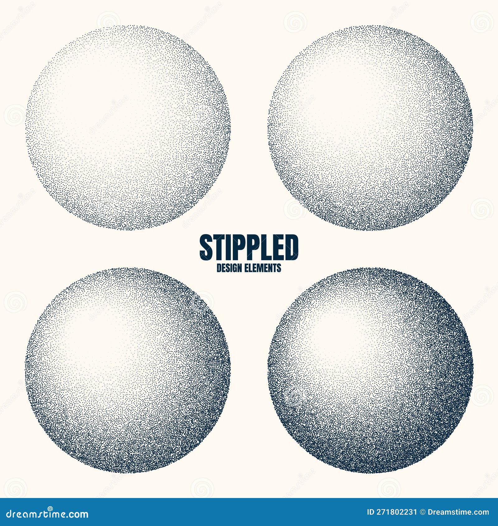 Round Shaped Dotted Objects, Vintage Stipple Elements. Fading Gradient ...