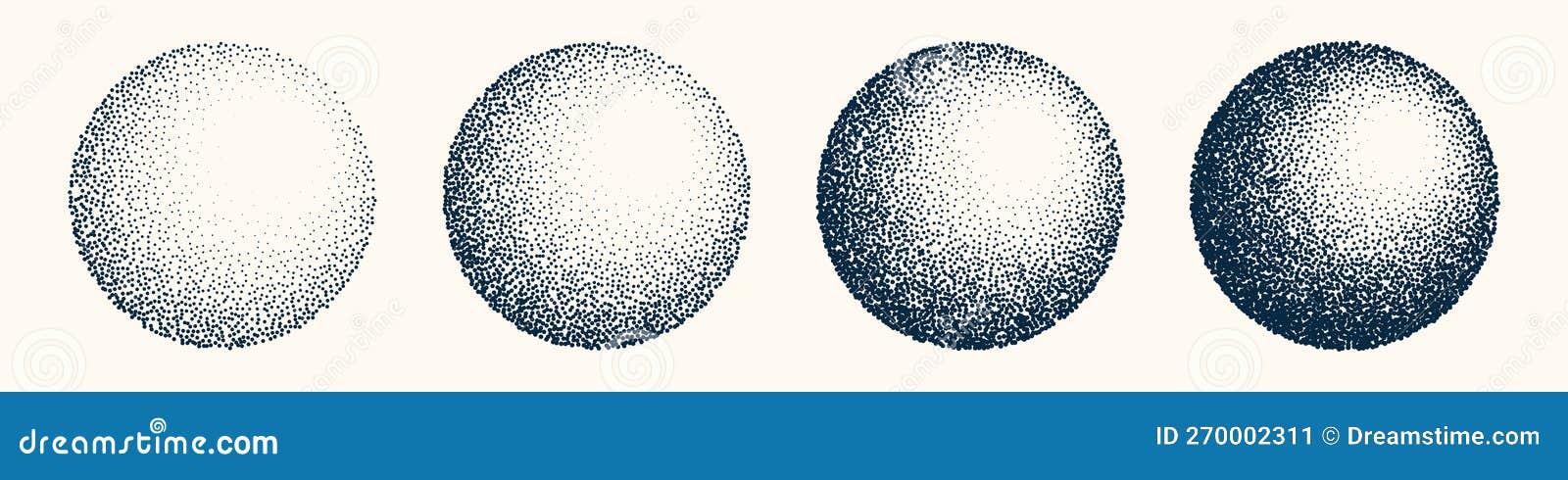 Round Shaped Dotted Objects, Vintage Stipple Elements. Fading Gradient ...