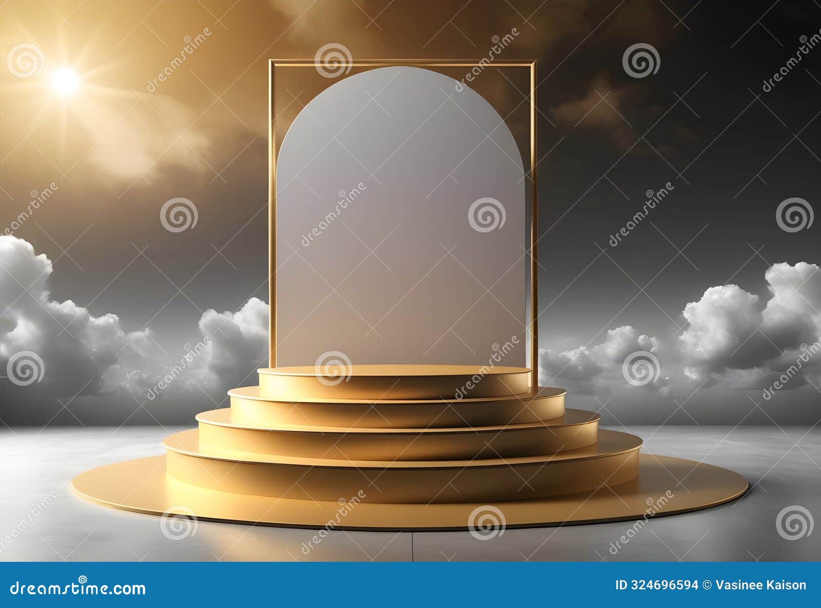 Round-shaped Five-layer Podiums Display, Luxury Podiums with Monochrome ...