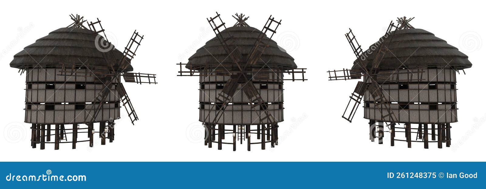 Round Shaped Medieval Buildings Built on Stilts with Timber Frame ...