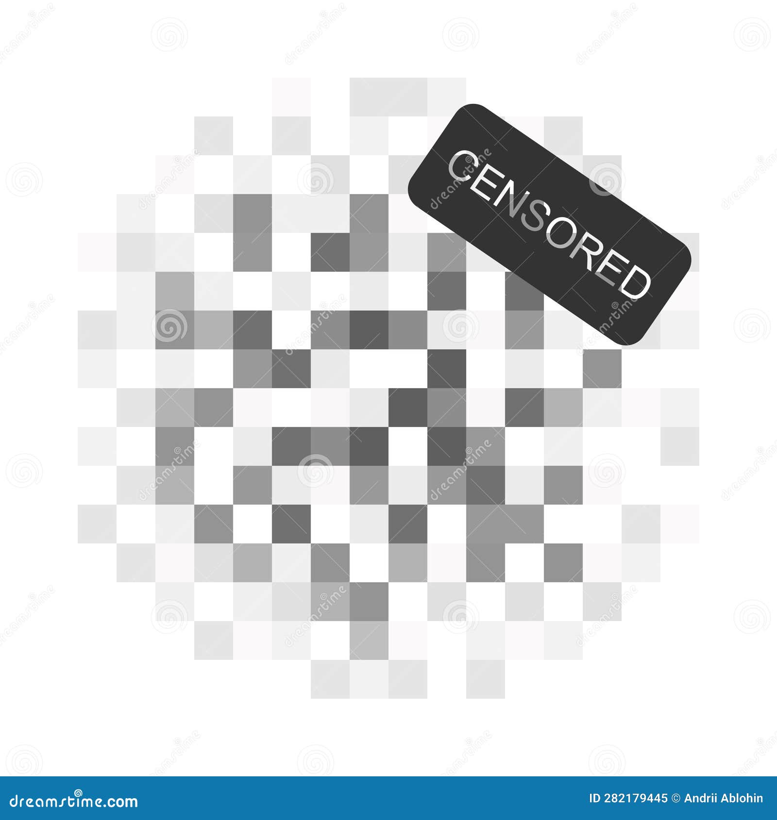 Round Shaped Pixel Checkered Mosaic Texture with Inscription Censored ...