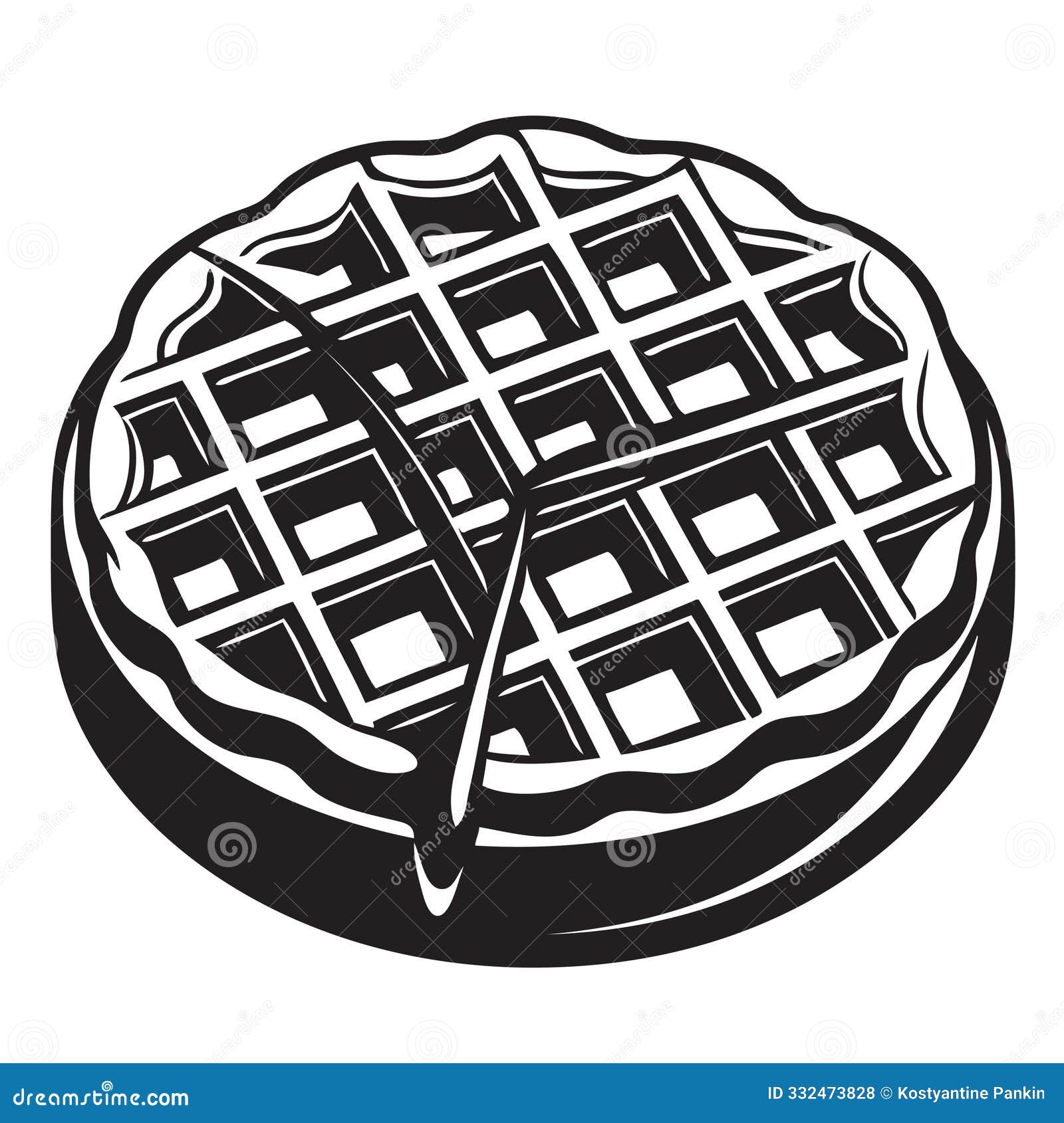 Round-shaped Waffle stock illustration. Illustration of line - 332473828