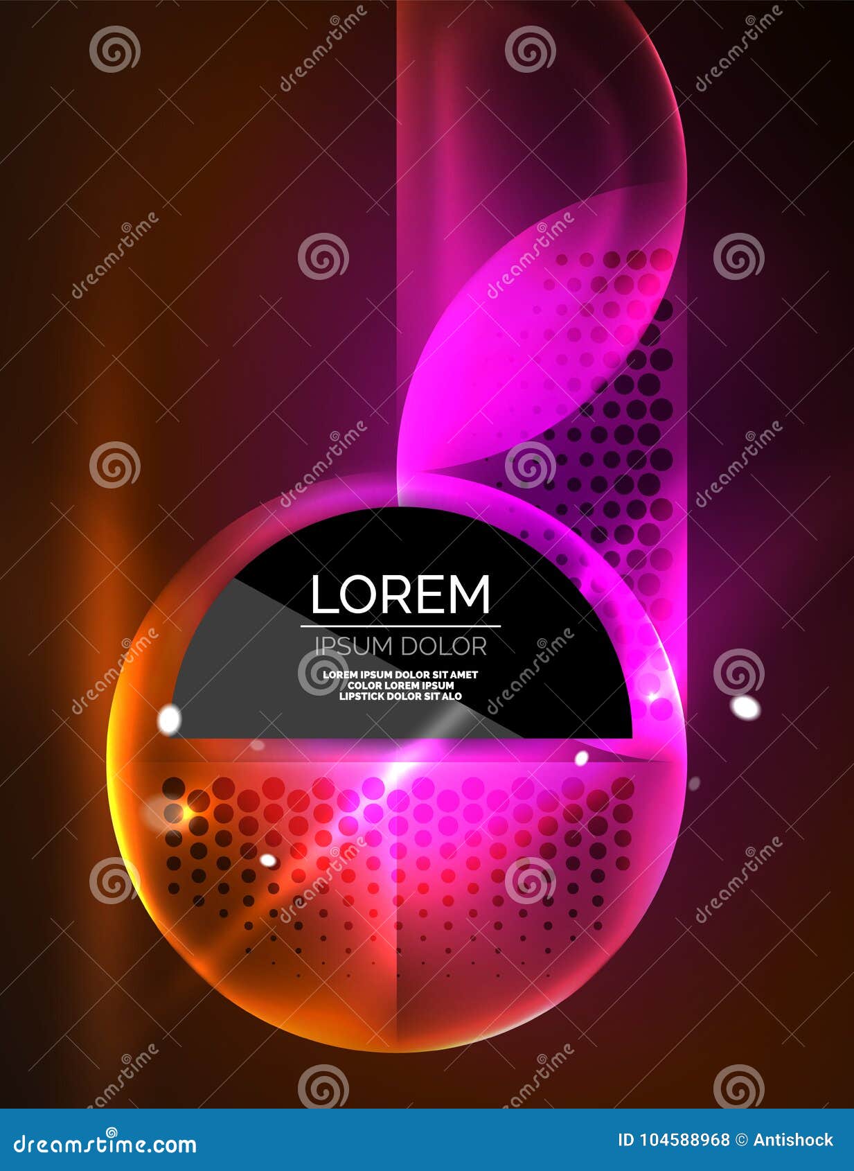 Round Shapes, Neon Glowing Elements. Vector Abstract Background Stock ...