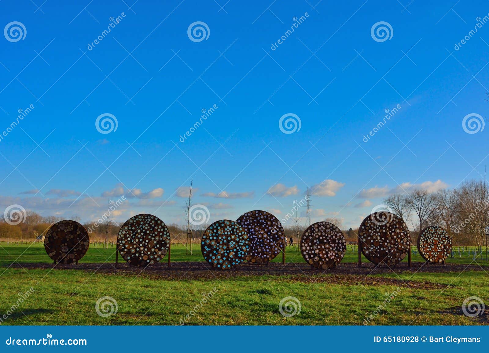 Round Shapes with Tags on a Field Stock Photo - Image of round, clouds ...