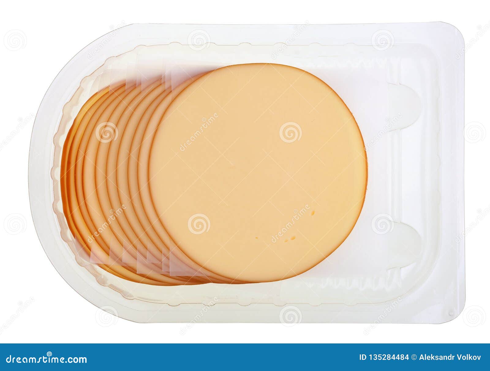 Round Sheets Slices of Melted Smoked Cheese in Plastic Container ...