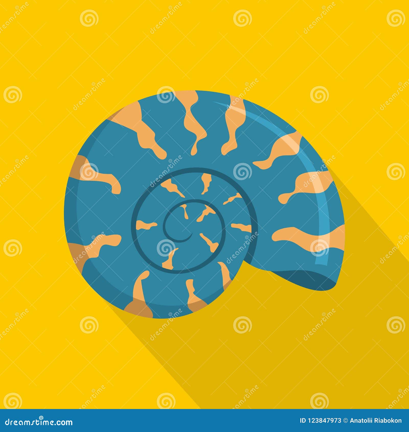 Round Shell Icon, Flat Style Stock Illustration - Illustration of wild ...