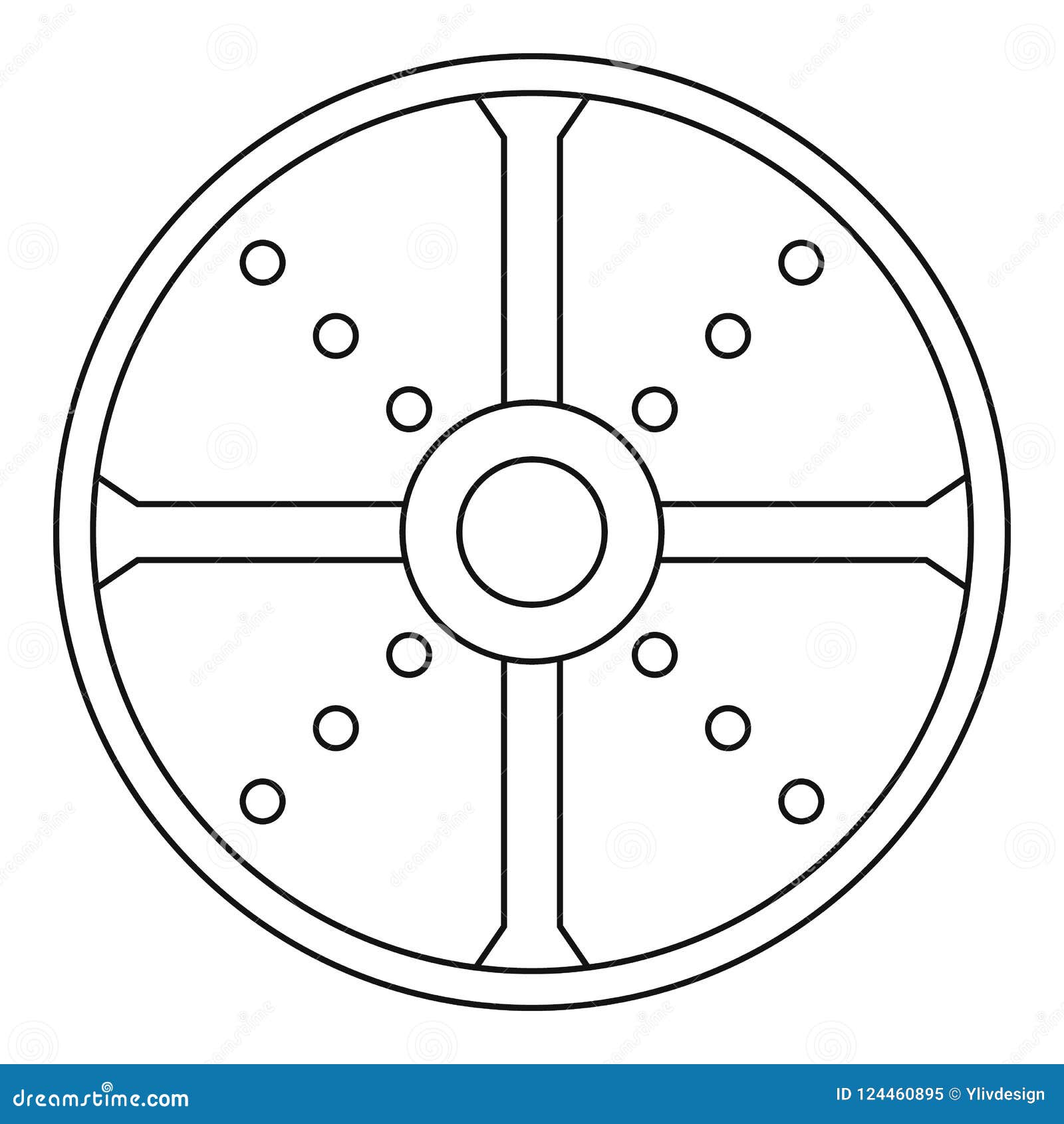 Round Shield Icon, Outline Style Stock Illustration - Illustration of ...