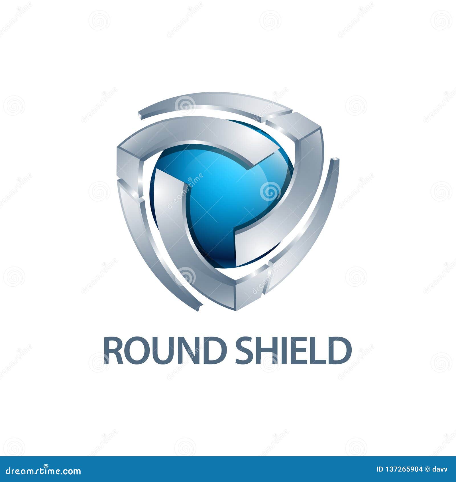 Round Shield Logo Concept Design. Three Dimensional Style. 3D Symbol ...