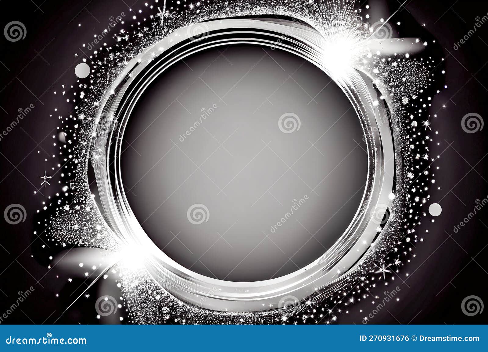 Round Shiny Frame on Black Background. Generative AI Stock Illustration ...