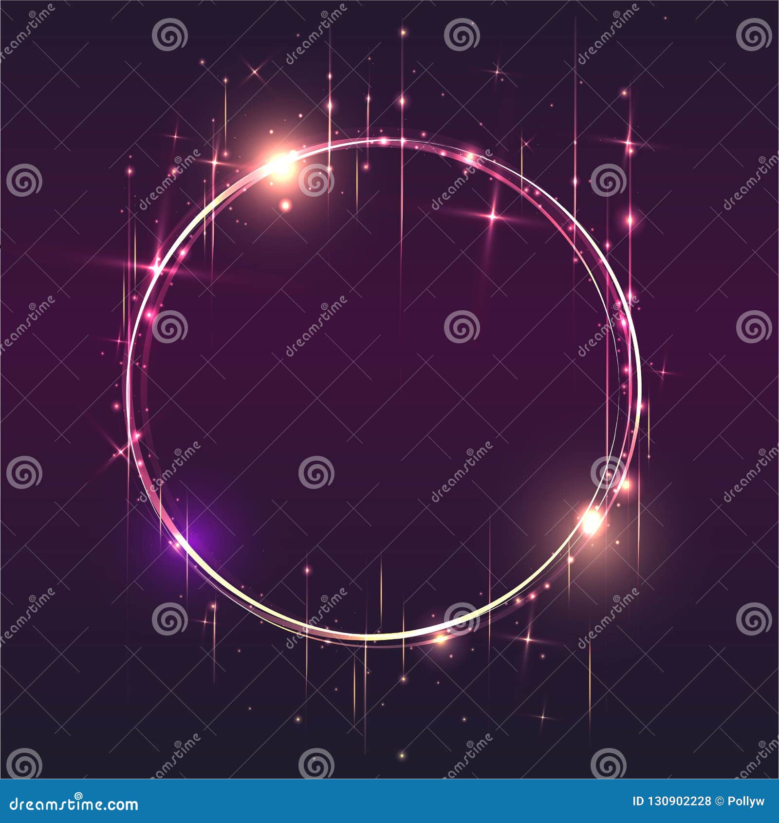 Round Shiny Lights Dust Trail Particles Frame on Purple Backgro Stock ...