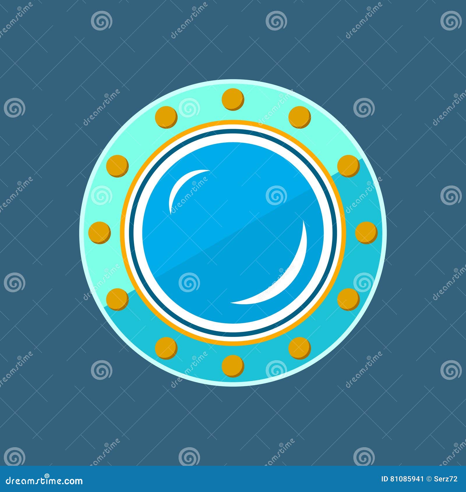 Round Ship Window. Metallic Spaceship Or Submarinas Illuminator ...